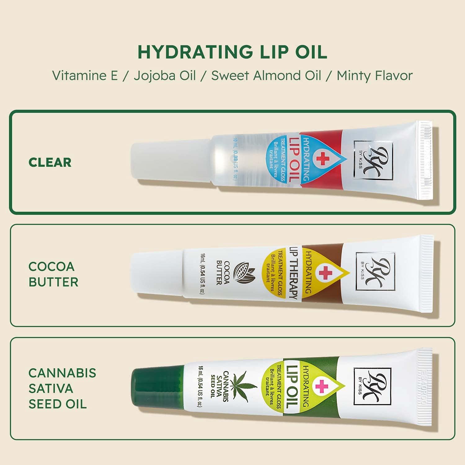 Ruby Kisses Hydrating Lip Oil Clear RLO01 with Cocoa Butter & Hemp Seed ...