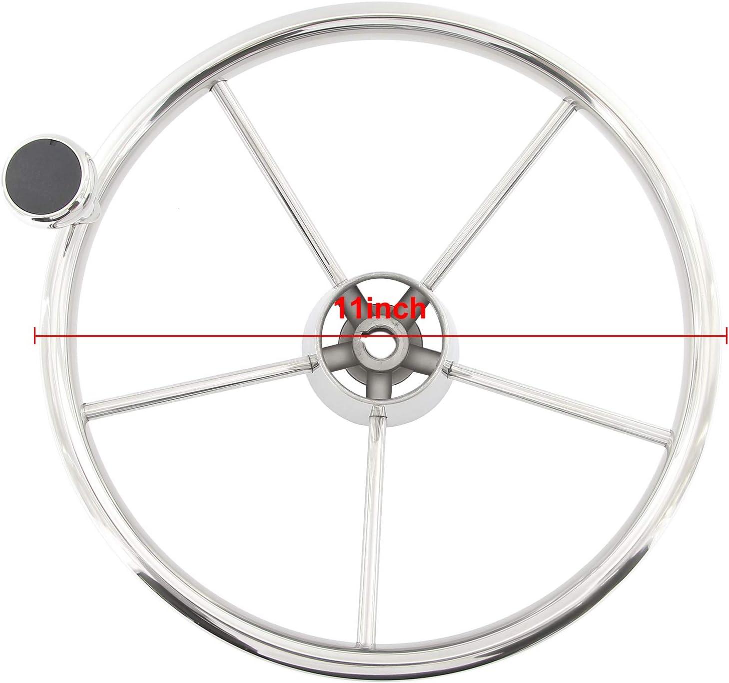 Yaegarden 5 Spoke Stainless Steel Marine Boat Steering Wheel with Big ...