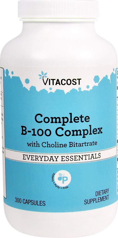 Vitacost B-100 Complex 300 Capsules - Essential B Vitamin Supplement ...