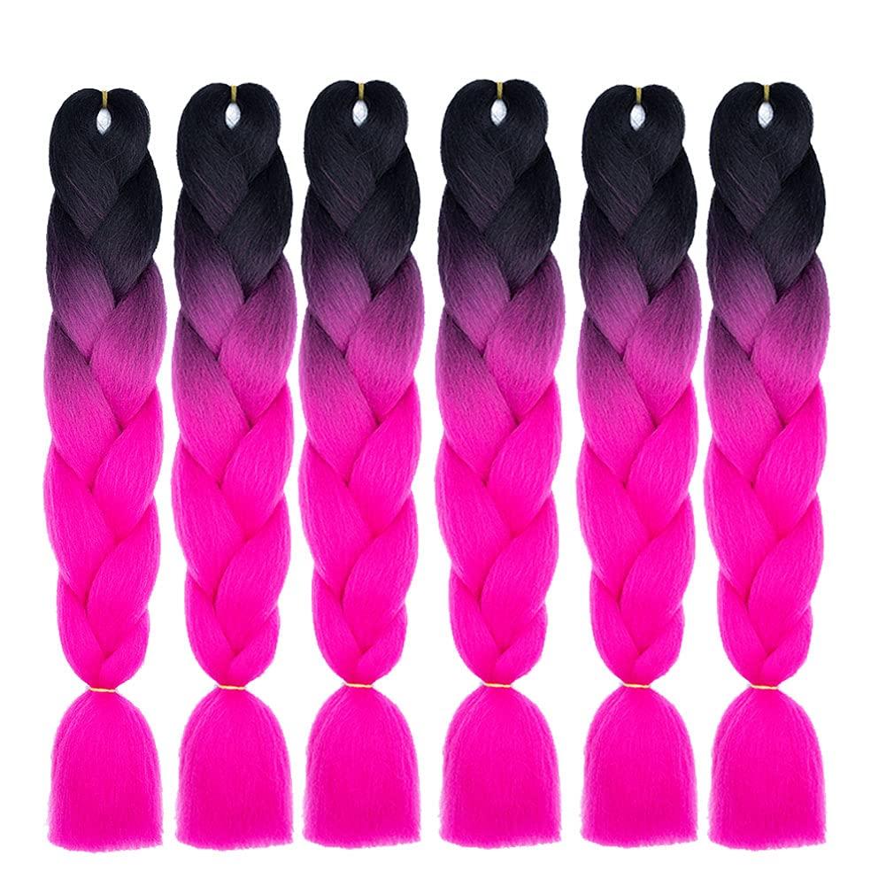 KanCalon Pink Ombre Jumbo Braids - 6 Pieces Box Braid Extensions for ...