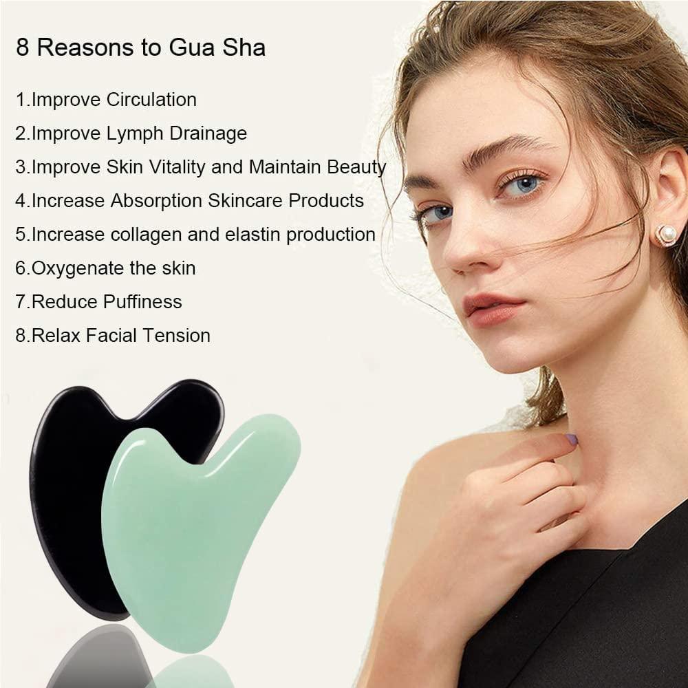 Ditind Gua Sha Facial Tools - 2 Pack Jade Stones for Face | Gua Sha ...
