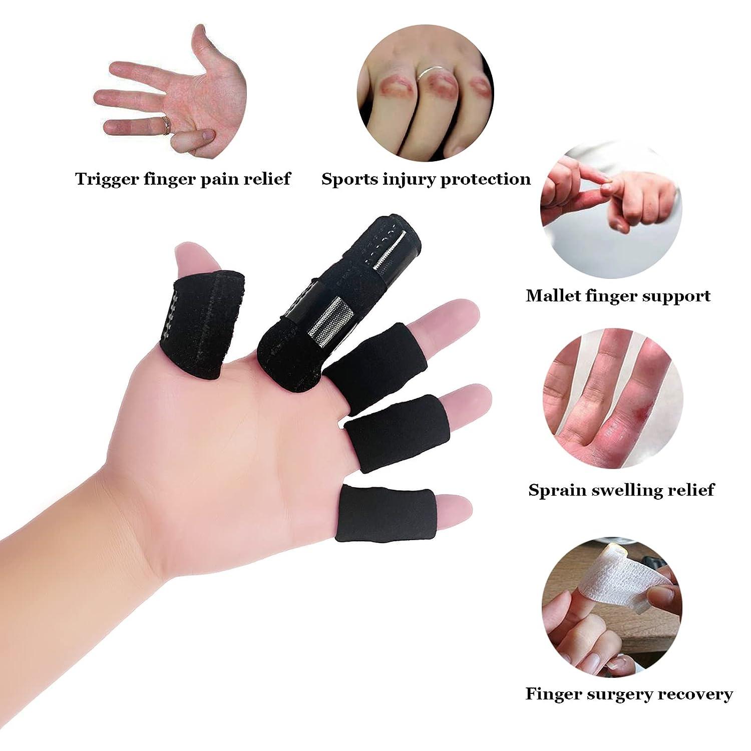 Finger Support Splints Set - 4 Adjustable Trigger Finger Splints + 10 ...