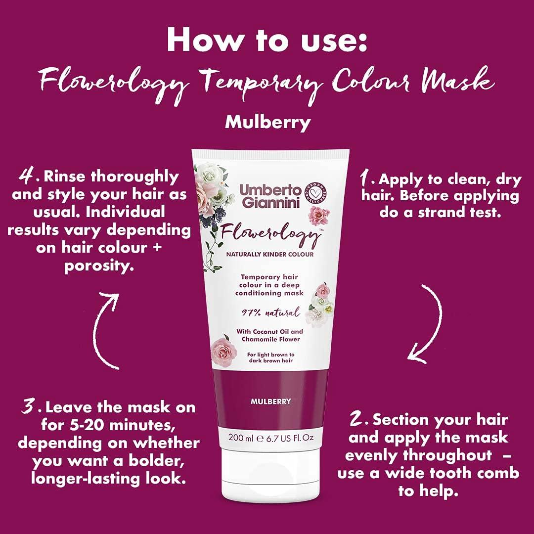 Umberto Giannini Flowerology Mulberry Temporary Hair Colour Mask 200ml ...