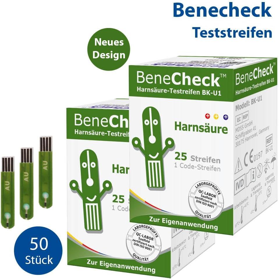 BeneCheck Uric Acid Test Strips - 50 Pieces for Accurate Uric Acid ...