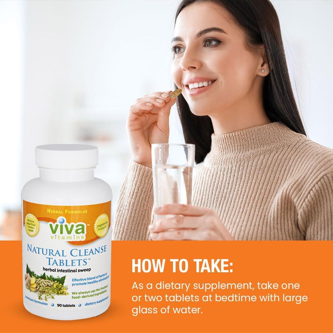 Viva Vitamins Natural Cleanse Tablets - Herbal Intestinal Sweep for ...