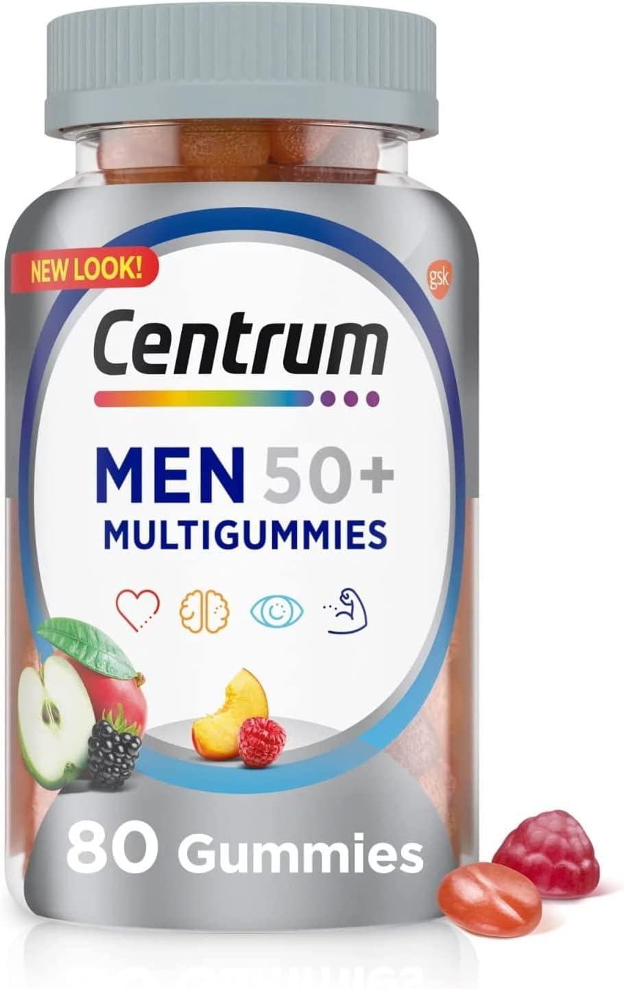 Centrum MultiGummies for Men 50 Plus - 80 Count | Vitamin D3, E, B6 ...