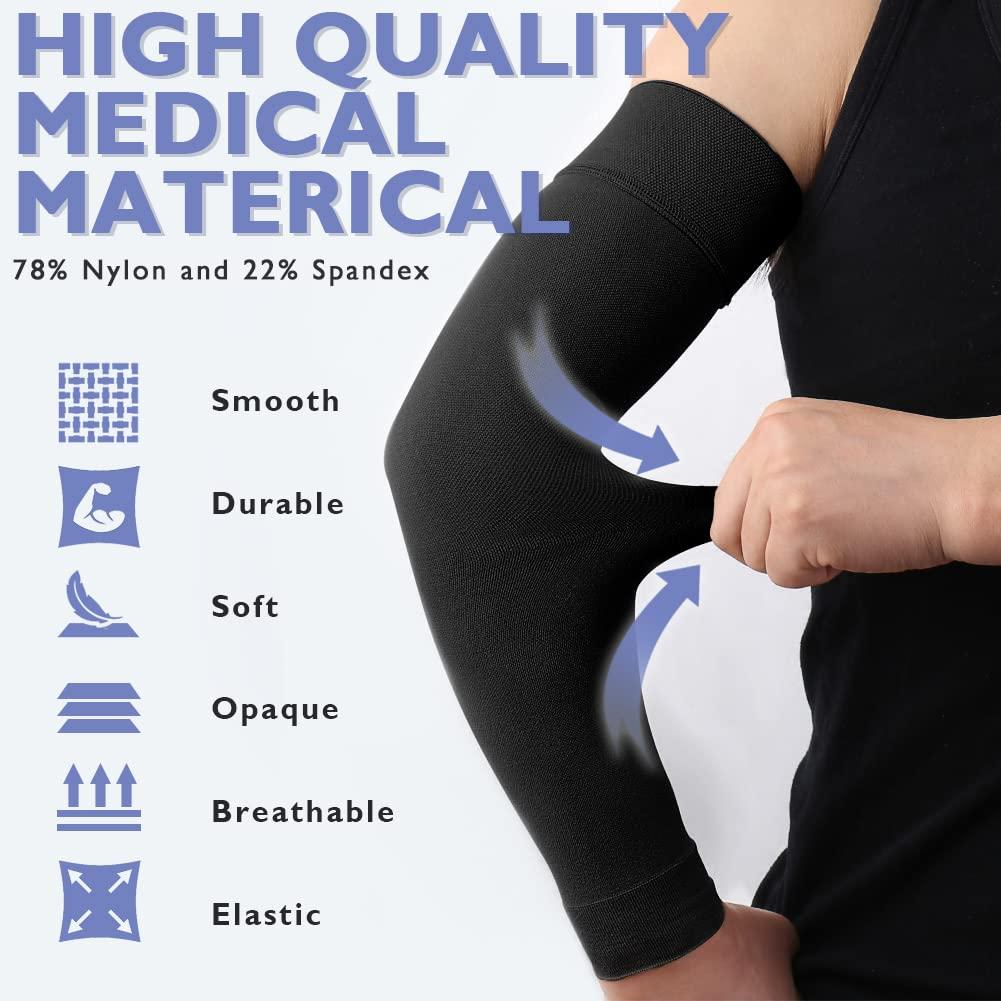 Lymphedema Compression Arm Sleeve 20-30 mmHg Full Arm Support - Medical ...