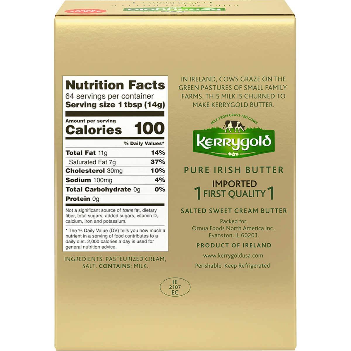 Kerrygold Pure Irish Butter Salted 32 oz - 4 Bars of 8 oz - Premium ...