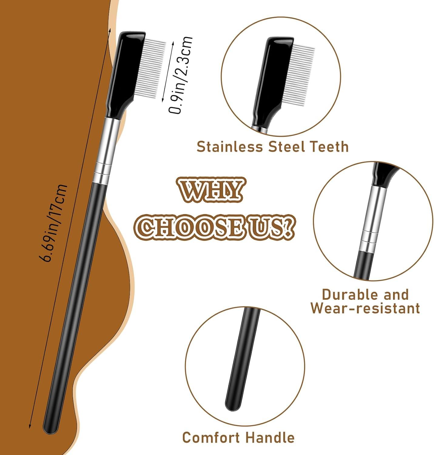 Professional Eyelash Comb with Metal Teeth 2 Pack Multi-purpose Lash ...