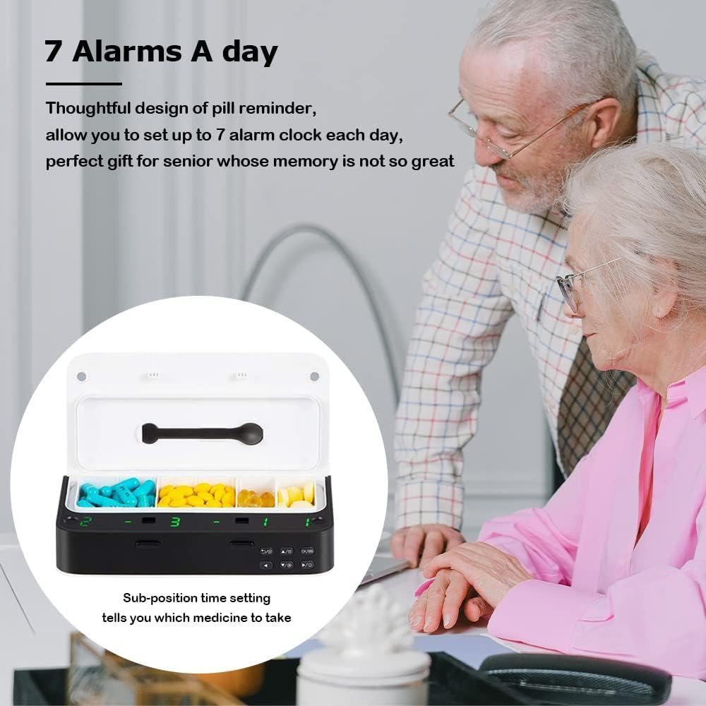 Pill Dispenser with Alarm - Smart Pill Box with Up to 7 Alarms a Day, 6 ...