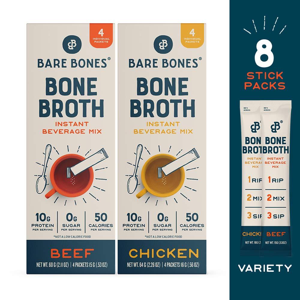 Bare Bones Bone Broth Instant Powdered Beverage Mix Variety Pack - 8 ...