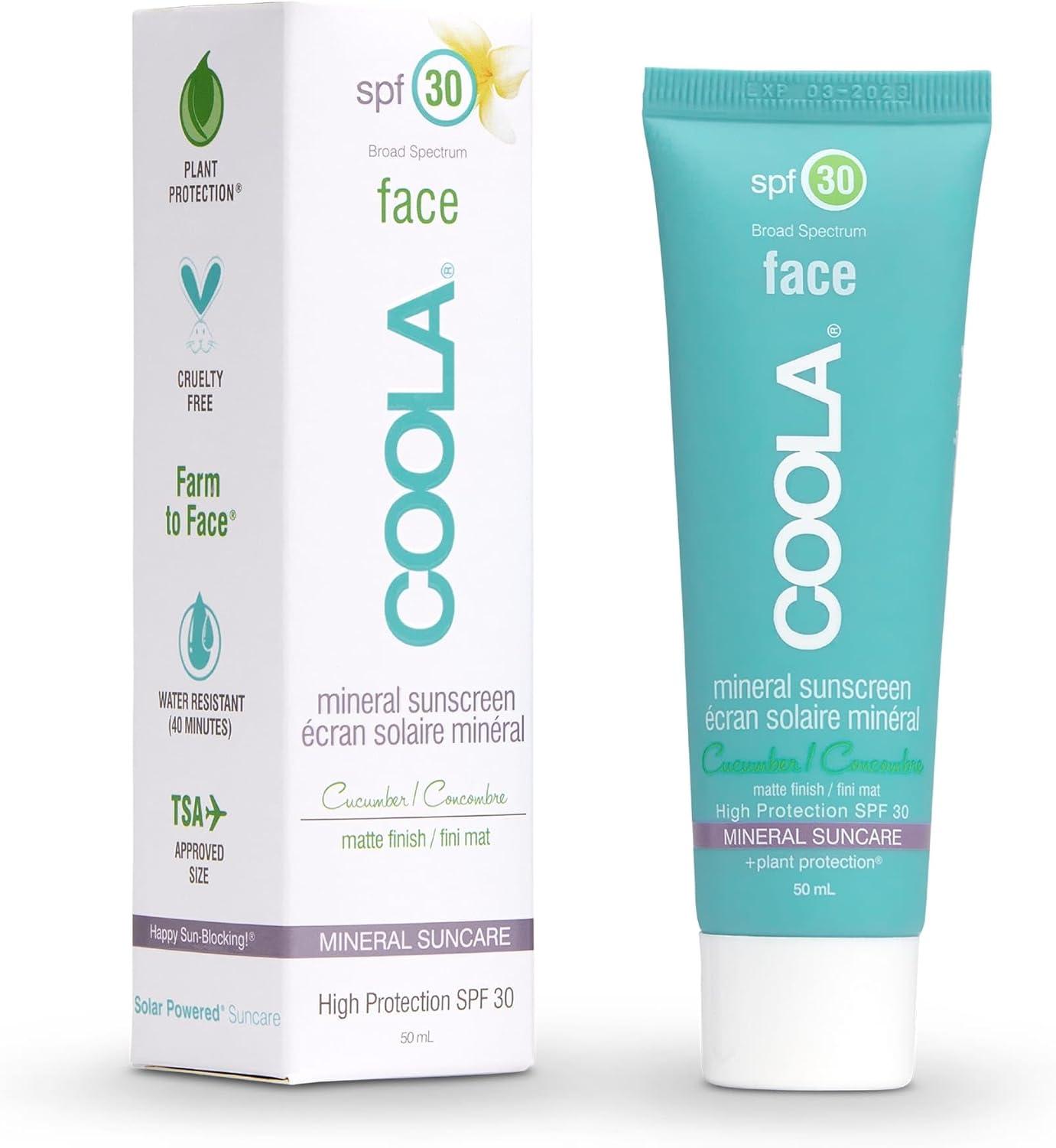 Coola SPF 30 Mineral Face Sun Cream 70 Percent + Organic Daily SPF Face ...