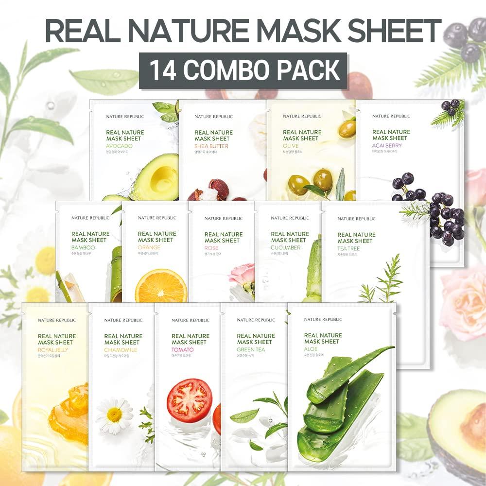 Nature Republic Real Nature Mask Sheet (14 Types) - Korean Face Mask ...