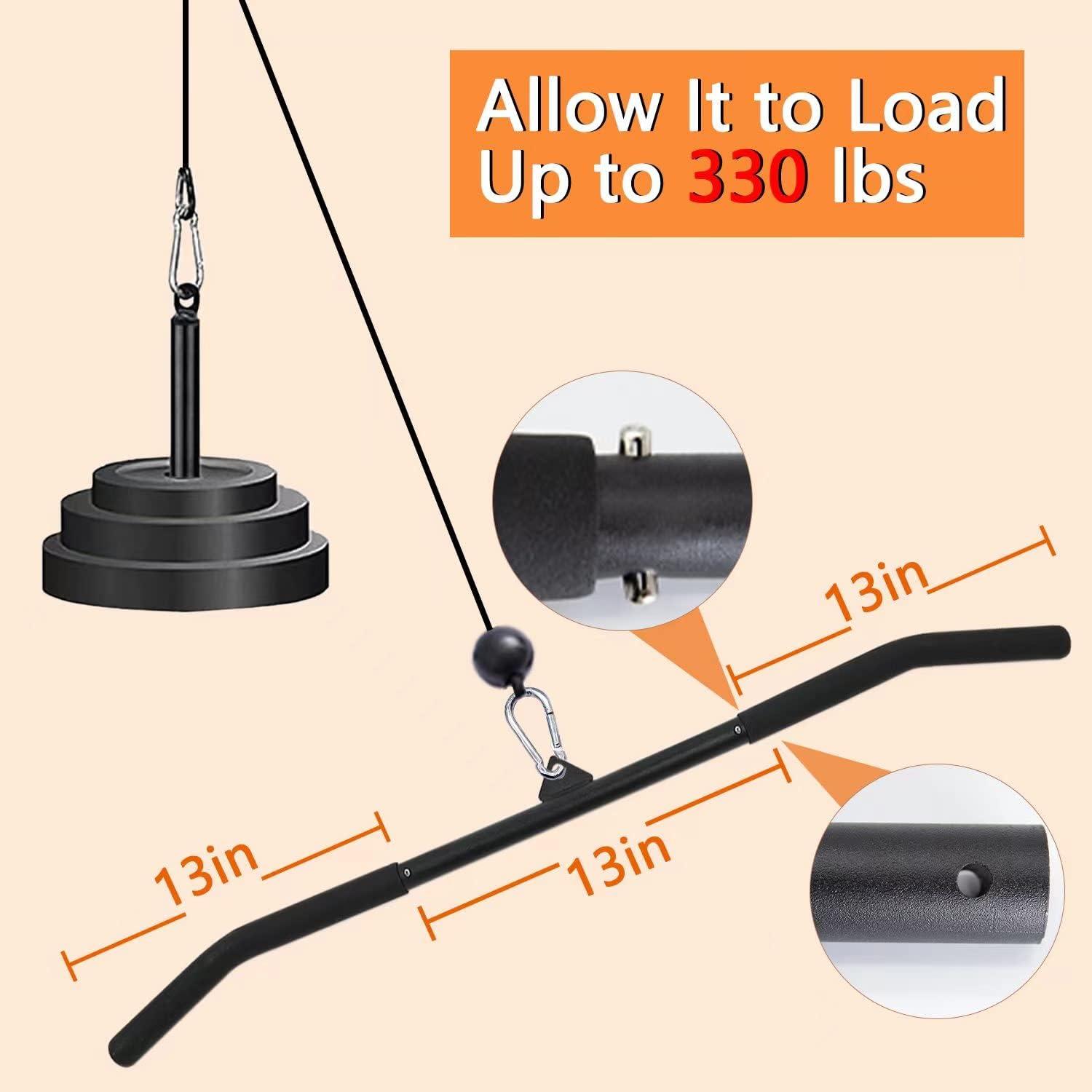 38IN Detachable Rubber Wrapped LAT Pull Down Bar for Cable Machine ...