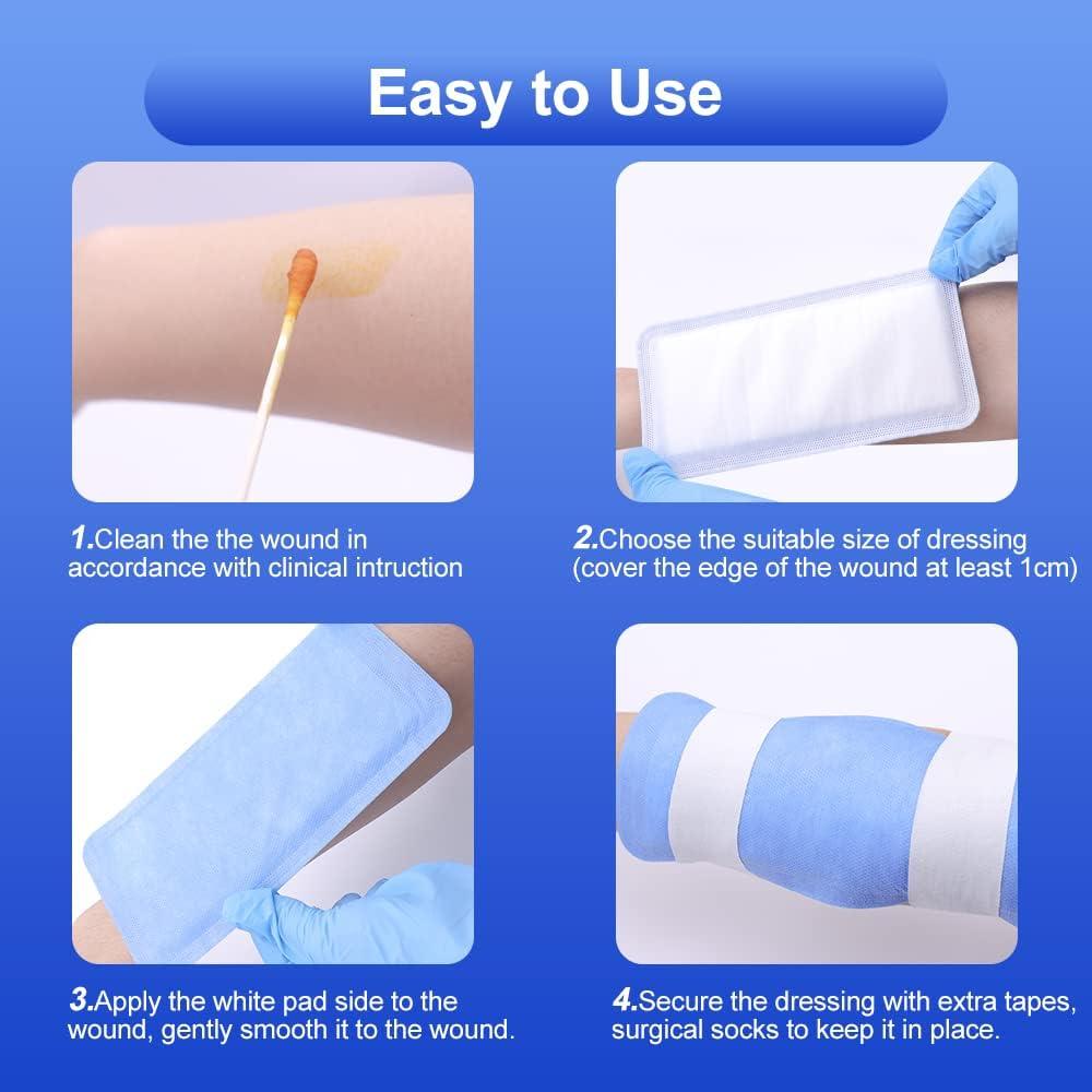 Niceful Super Absorbent Dressing 4 x 8 - Non-Stick Large Surgical Pads ...