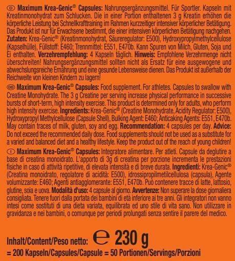 Weider Maximum KRea-genic Creatine Capsules - High Dose Double Buffered ...