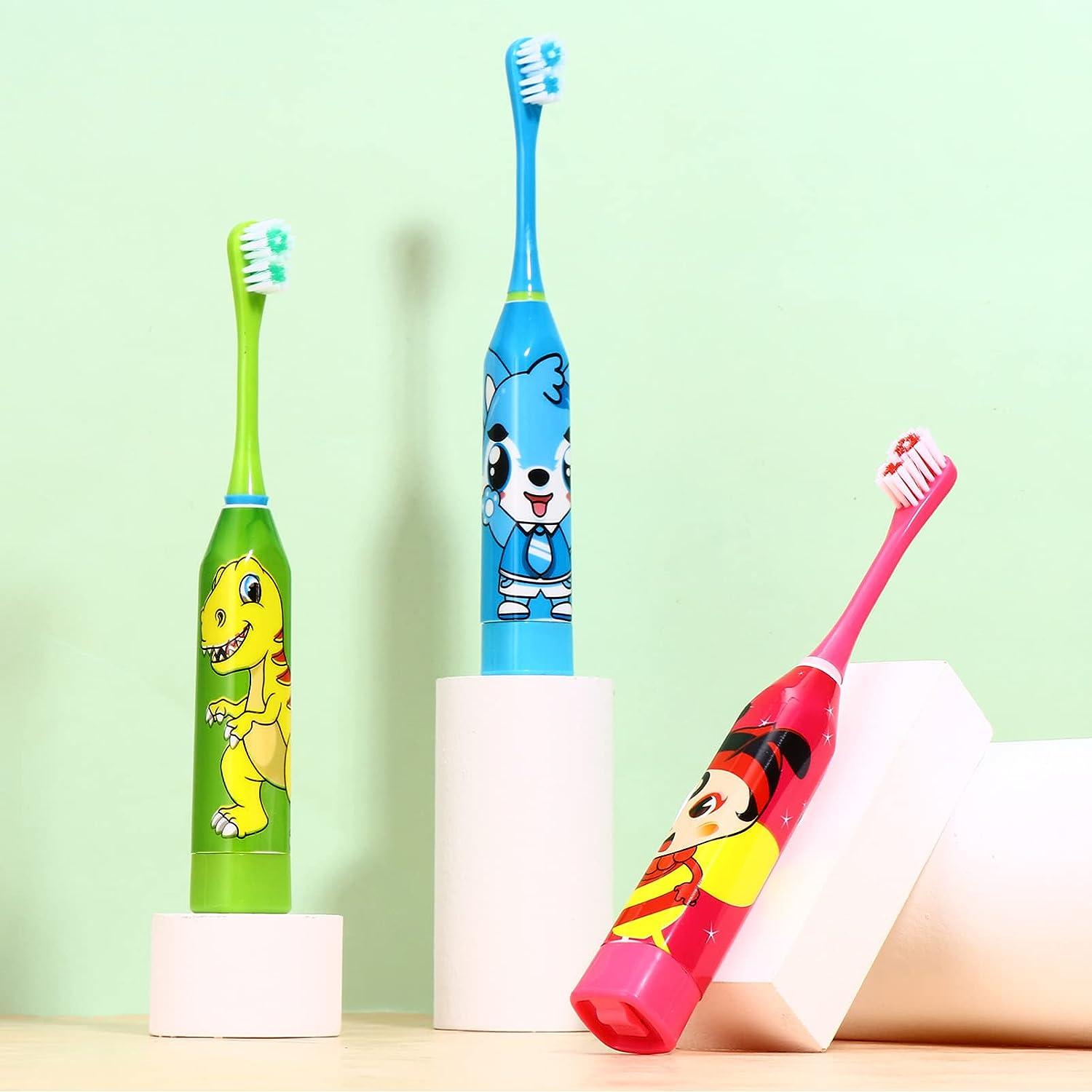 Kids Automatic Soft Toothbrush Set | Gentle Cartoon Whitening Heads ...
