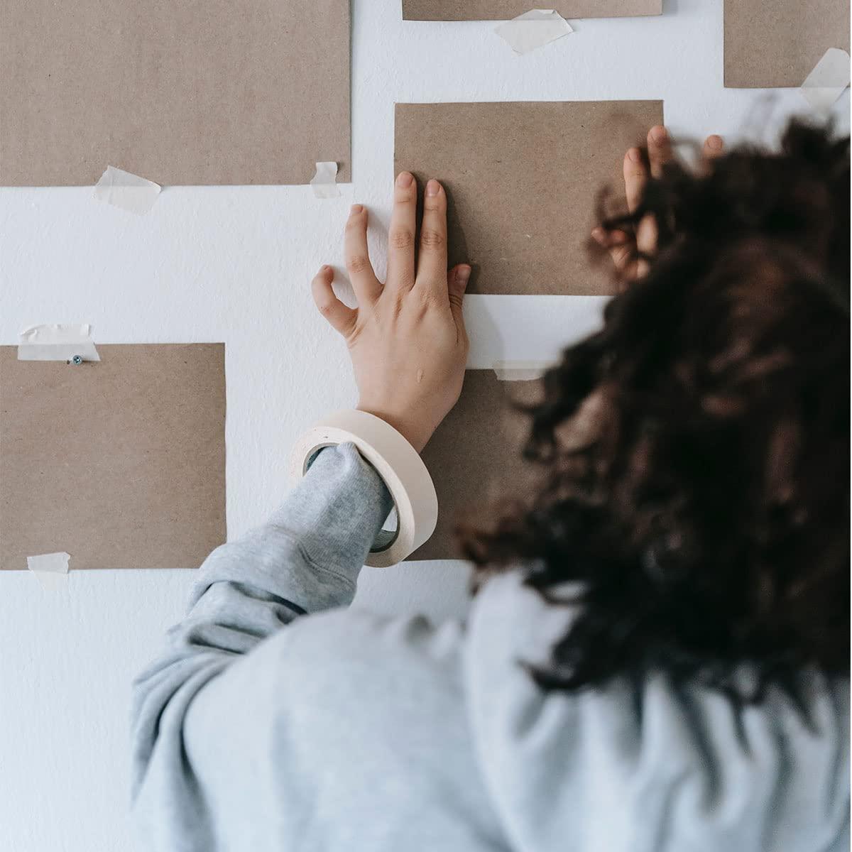 Masking Tape 2 Rolls - 1 inch x 55yds. Wide Masking Tape for Safe Wall ...