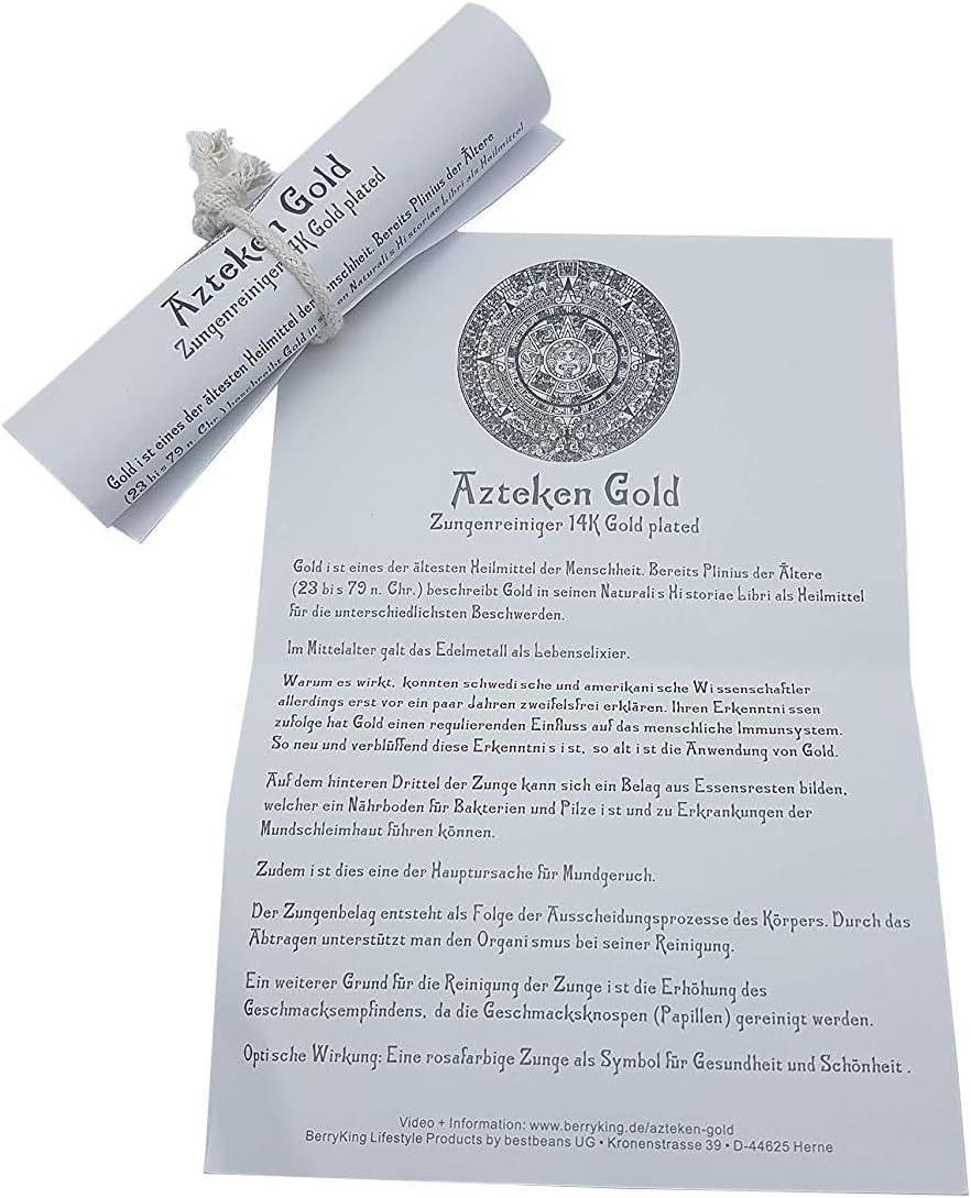 Aztec Gold 14k Tongue Cleaner - 585 Plated Brush & Scraper for Oral ...