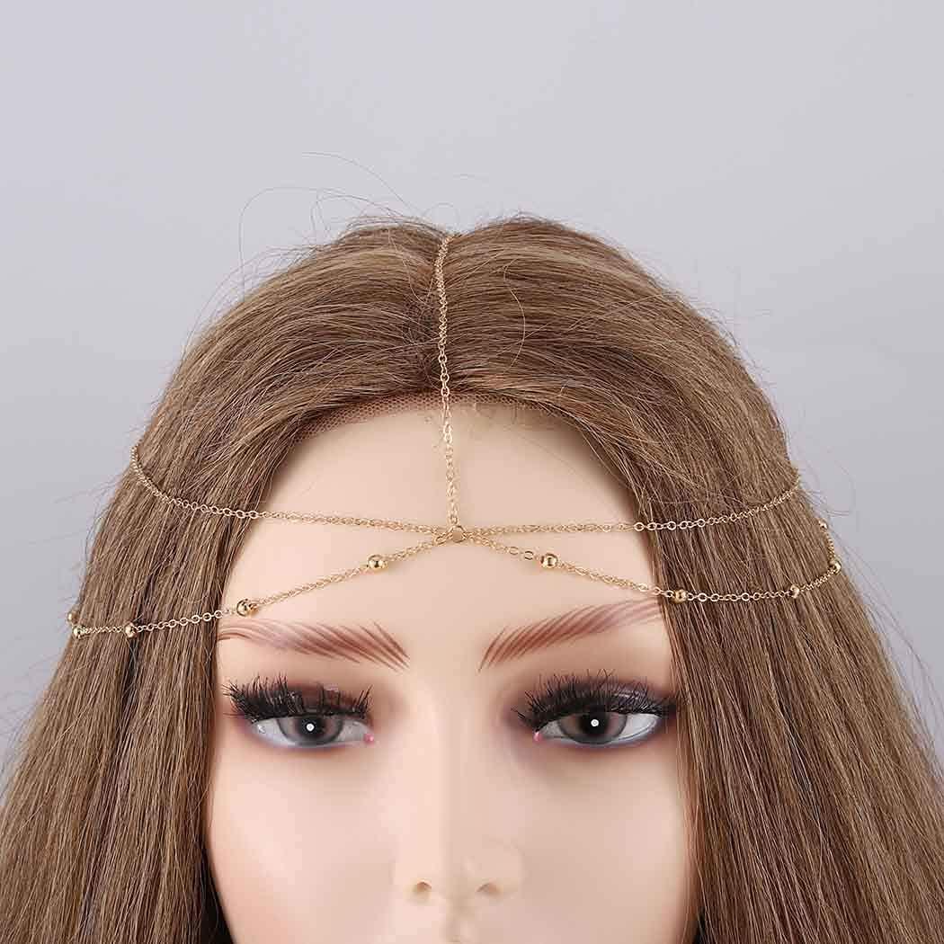 Chicque Boho Head Chain Jewelry Gold Headpiece Beaded Hair Jewelry ...