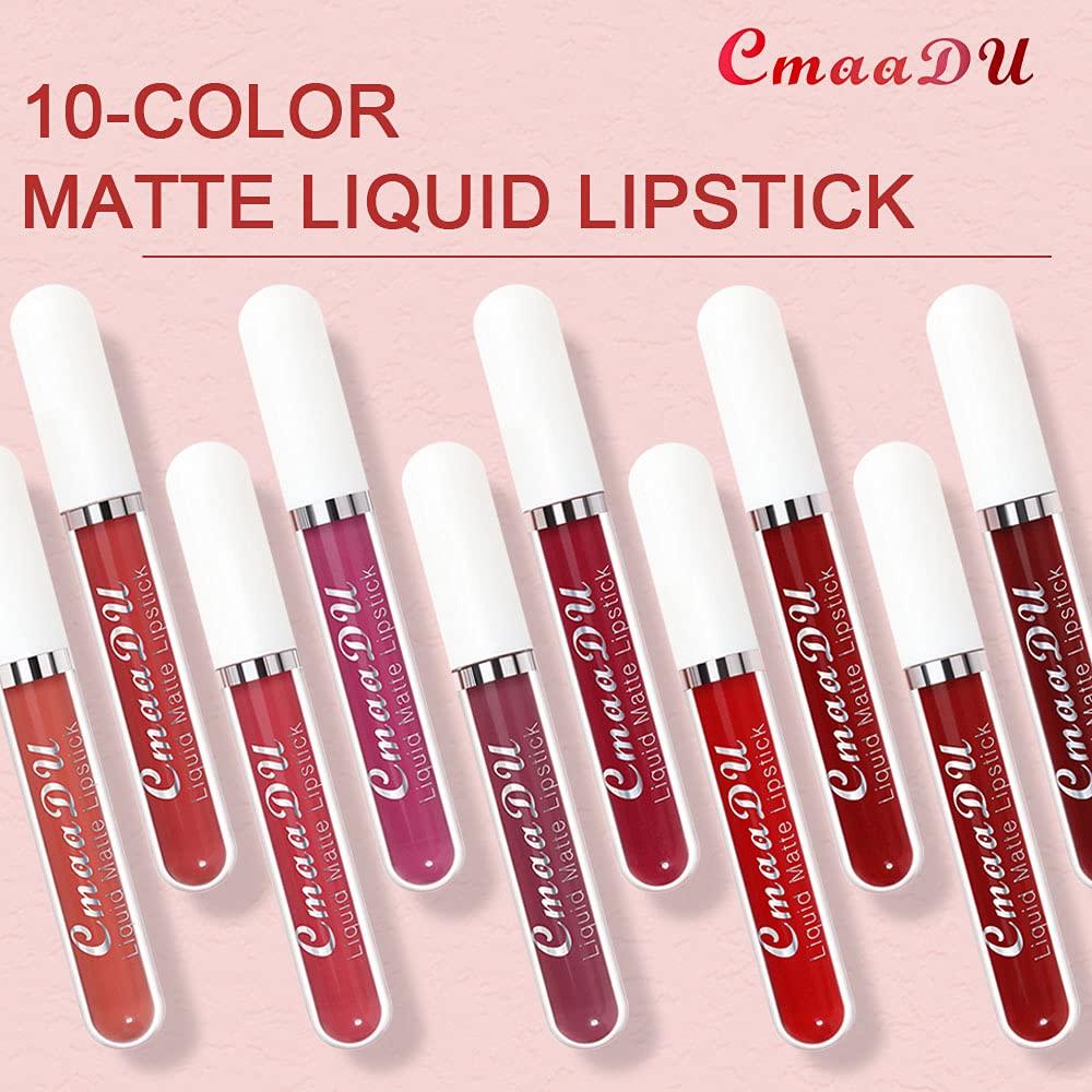 10Pcs Liquid Matte Lipstick Set for Dark Skin Women - Long-Lasting ...