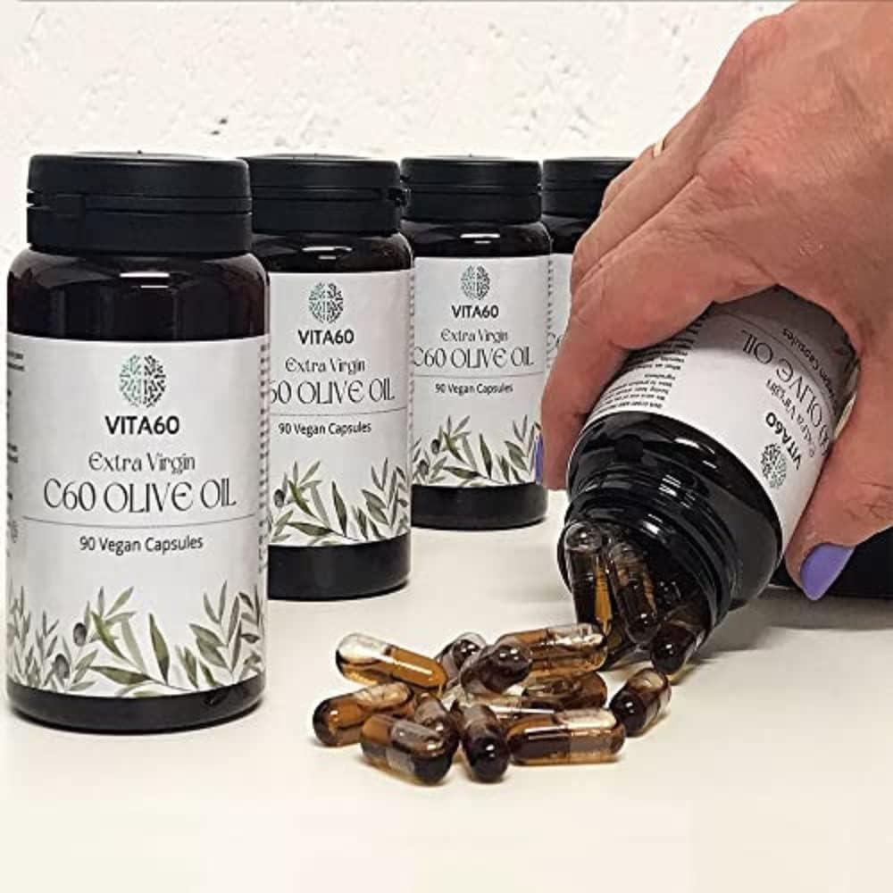 VITA60 C60 Olive Oil Capsules - 90 Vegan Friendly | Organic Extra ...