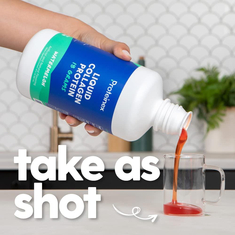 Proteinex Watermelon Liquid Collagen Protein - Muscle & Joint Recovery Support - Healthy Skin ...