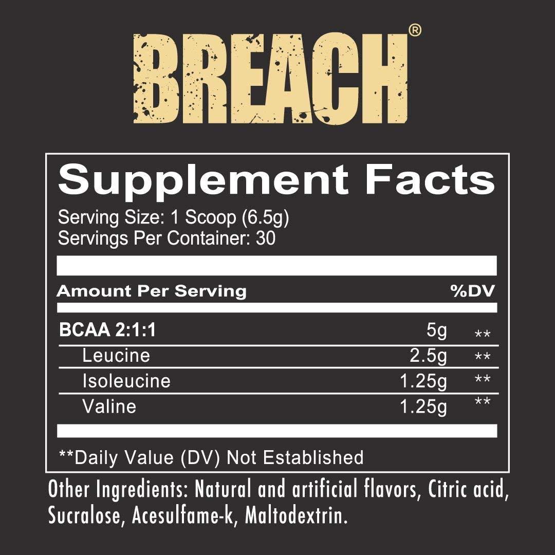 Redcon1 Breach BCAAs - Tigers Blood Flavor | 30 Servings | Amino Acids with 2:1:1 BCAA Ratio ...
