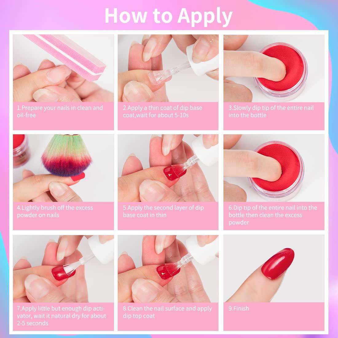 Mobray Dip Powder Nail Kit Starter, 6 Colors Purple Red Grey Glitter ...