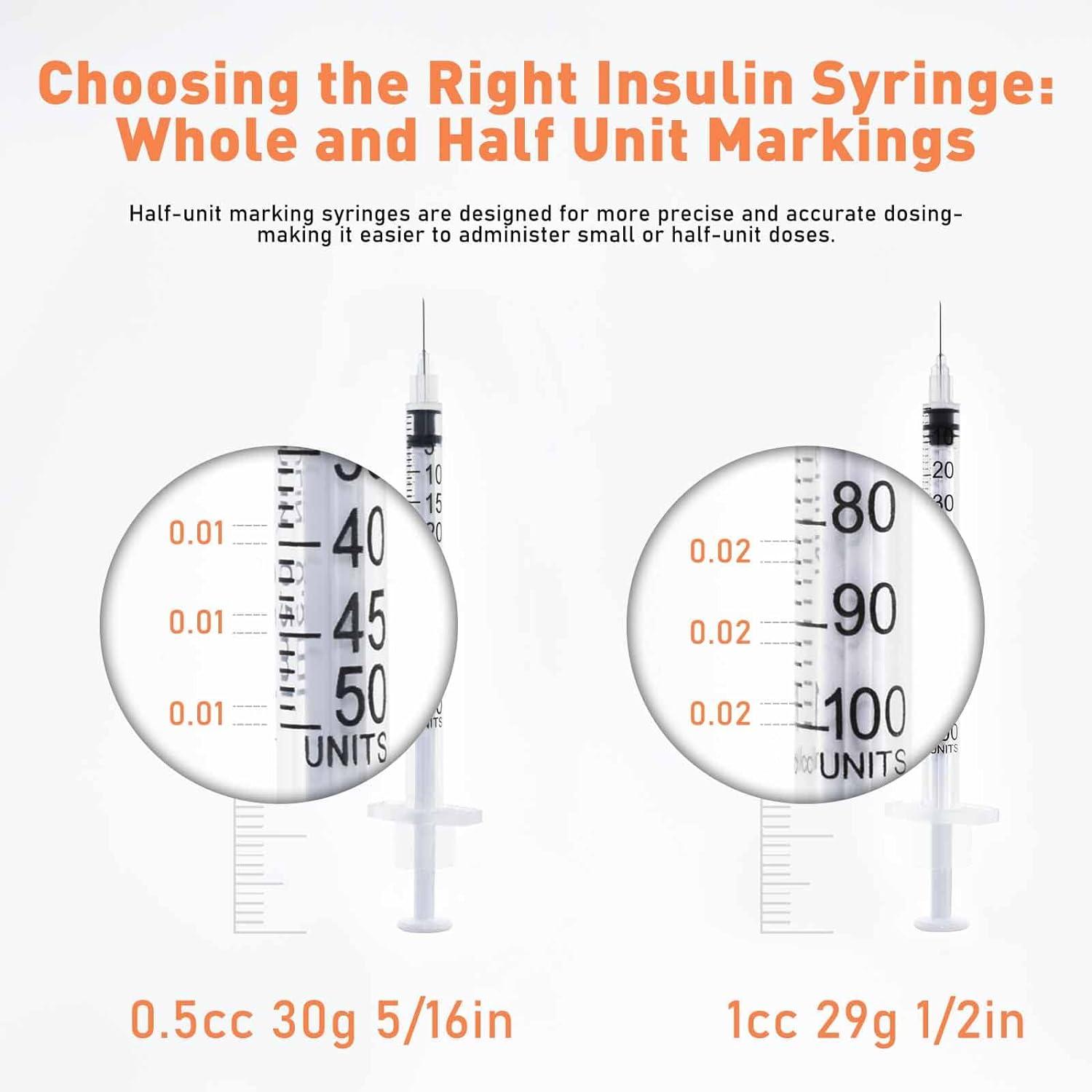 U-100 0.5cc 30G 5/16 Syringe 100 Pack - Individually Sealed 0.5ml 31G | Buy Now with Express ...