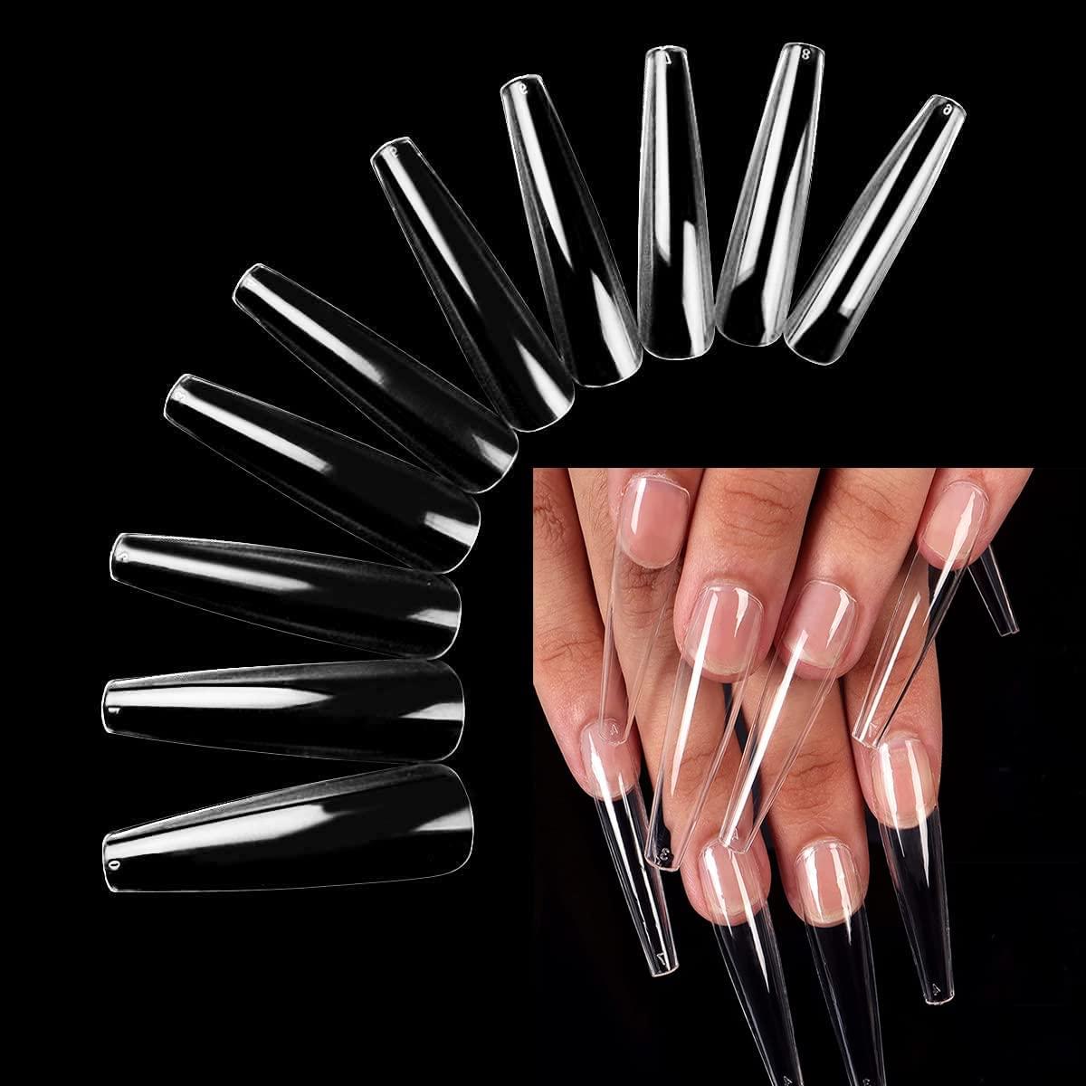 UNA GELLA Extra Long Coffin Nails Tips - 216pcs XXL Full Cover Press On ...