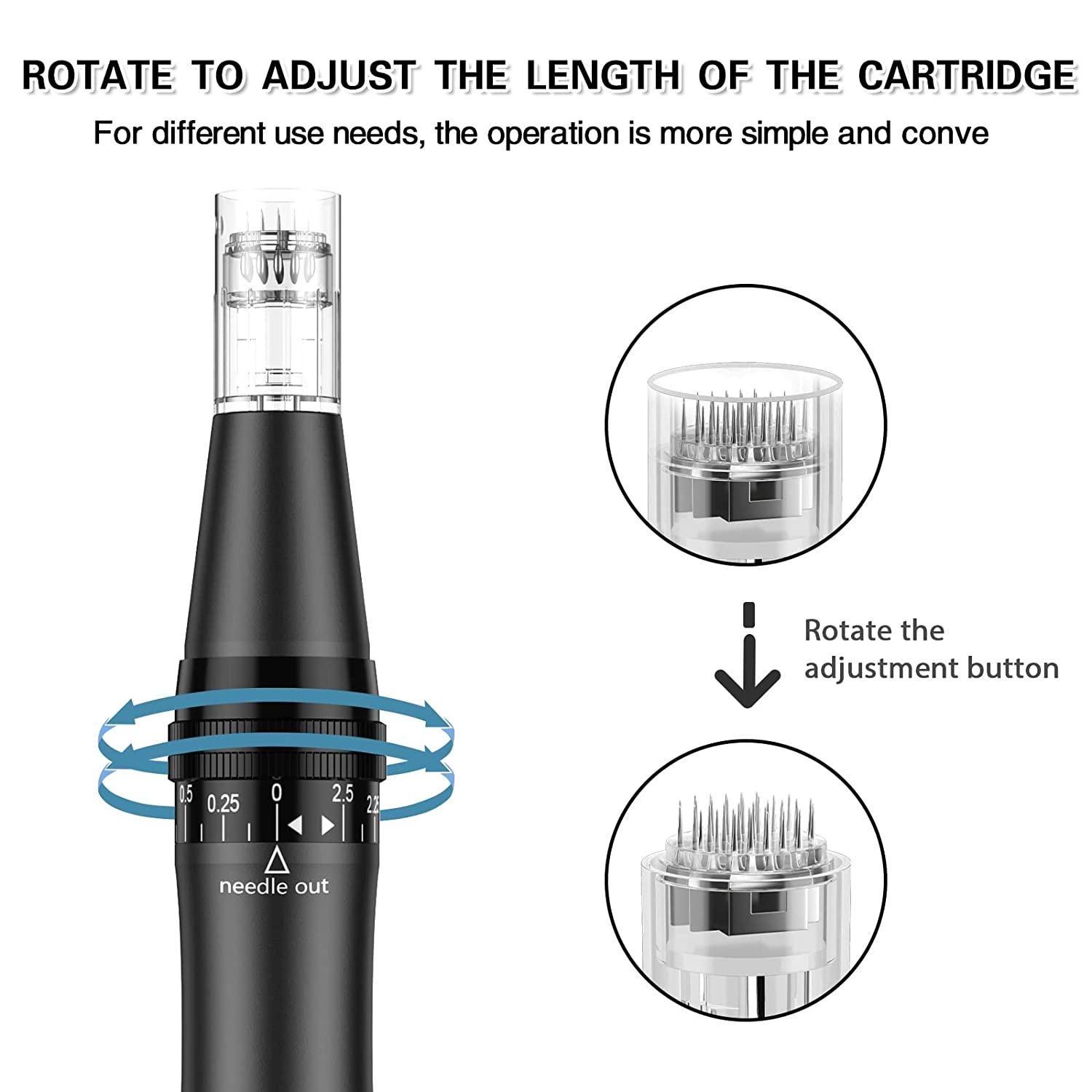 Professional Electric Microneedling Pen with 24 Replacement Cartridges ...