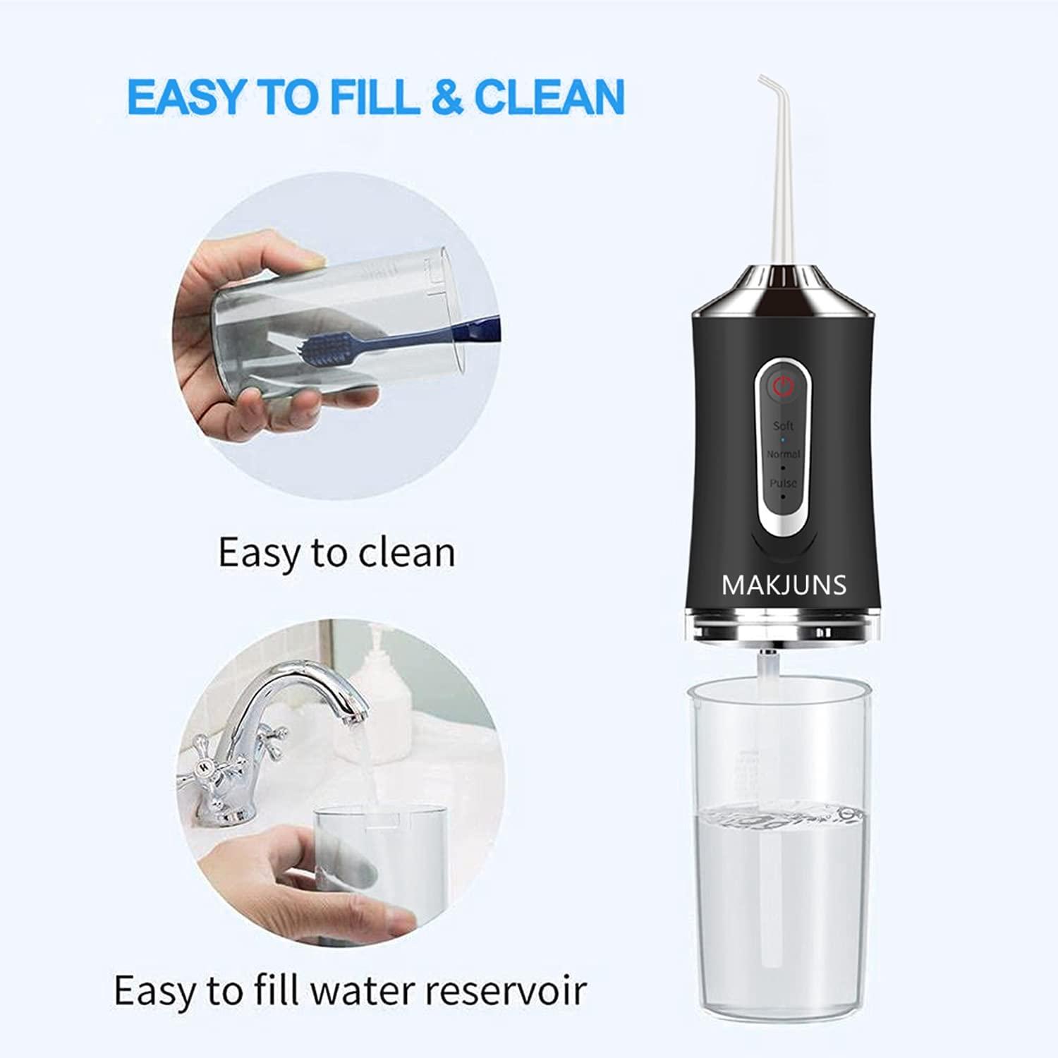 Water Flosser Cordless Teeth Cleaner - MAKJUNS Portable Dental ...