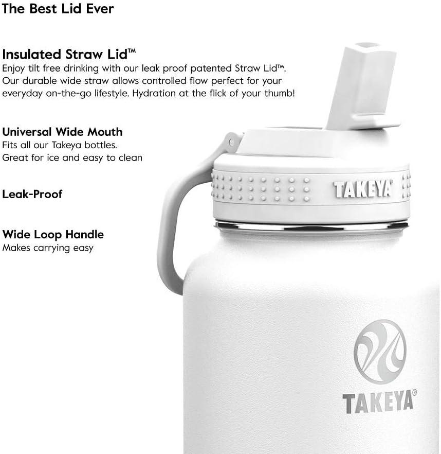 Takeya Actives Insulated Stainless Steel Water Bottle with Straw Lid 32 ...