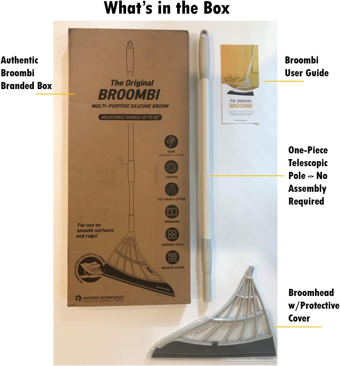 Original Broombi Silicone Broom Squeegee Pet Hair Remover - Indoor Cleaning Tool for Glass, Hair ...