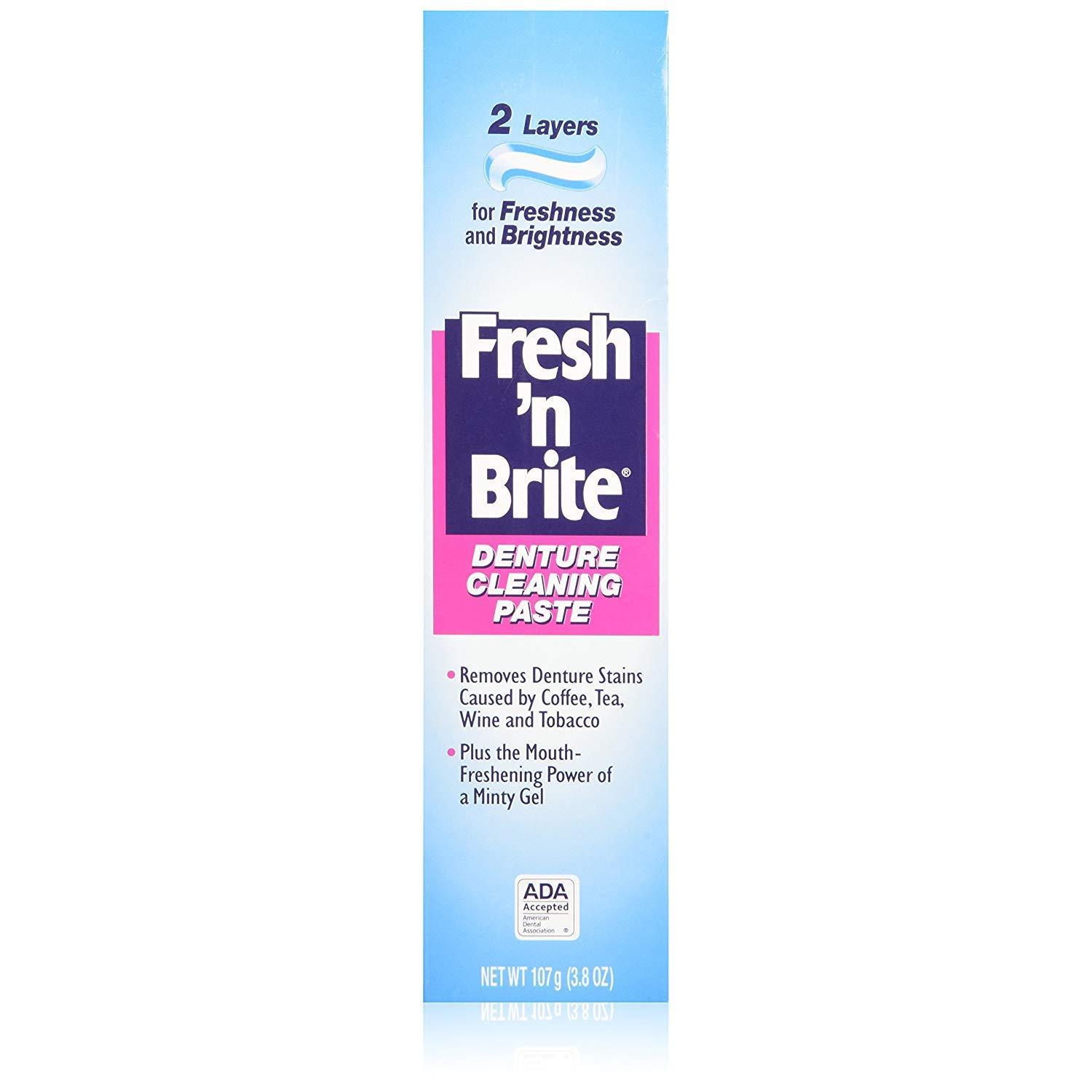 Fresh 'n Brite Denture Cleaning Paste & Brush Combo 3.8oz - Effective ...