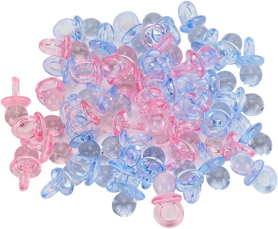 100 Mini Acrylic Baby Pacifiers - Transparent Pink & Blue - Party ...