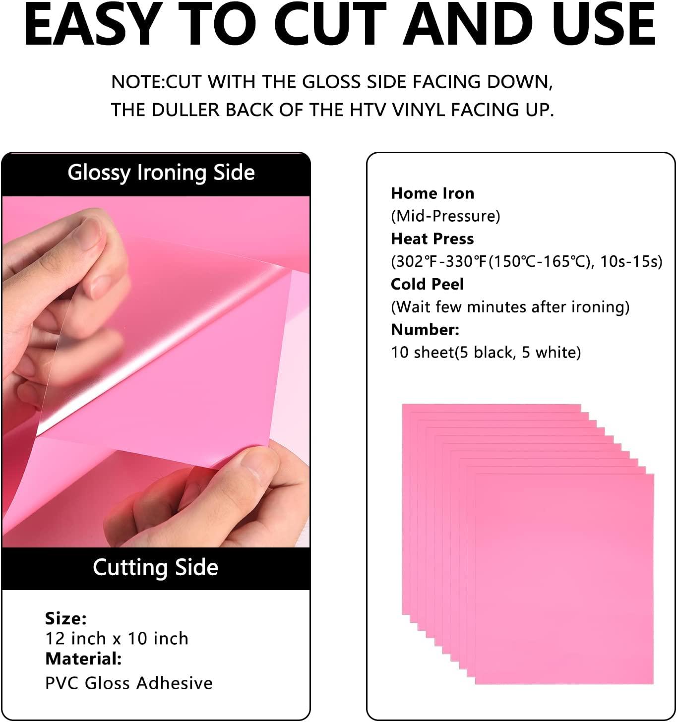 FUNKAKA Pink HTV Heat Transfer Vinyl Bundle - 12 x 10 Iron on Vinyl ...