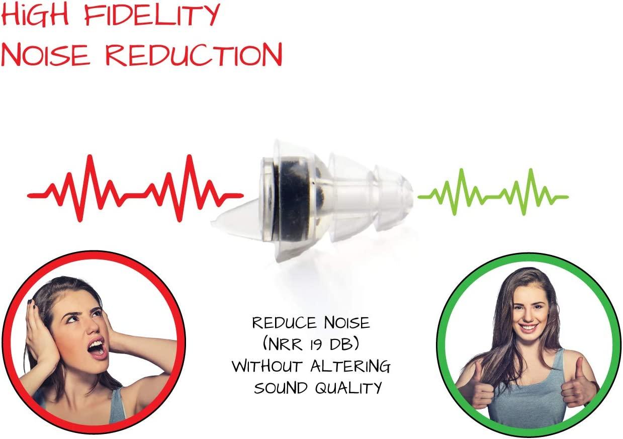 EarTekPro High-Fidelity Concert Earplugs - Reusable Noise-Reduction Set ...
