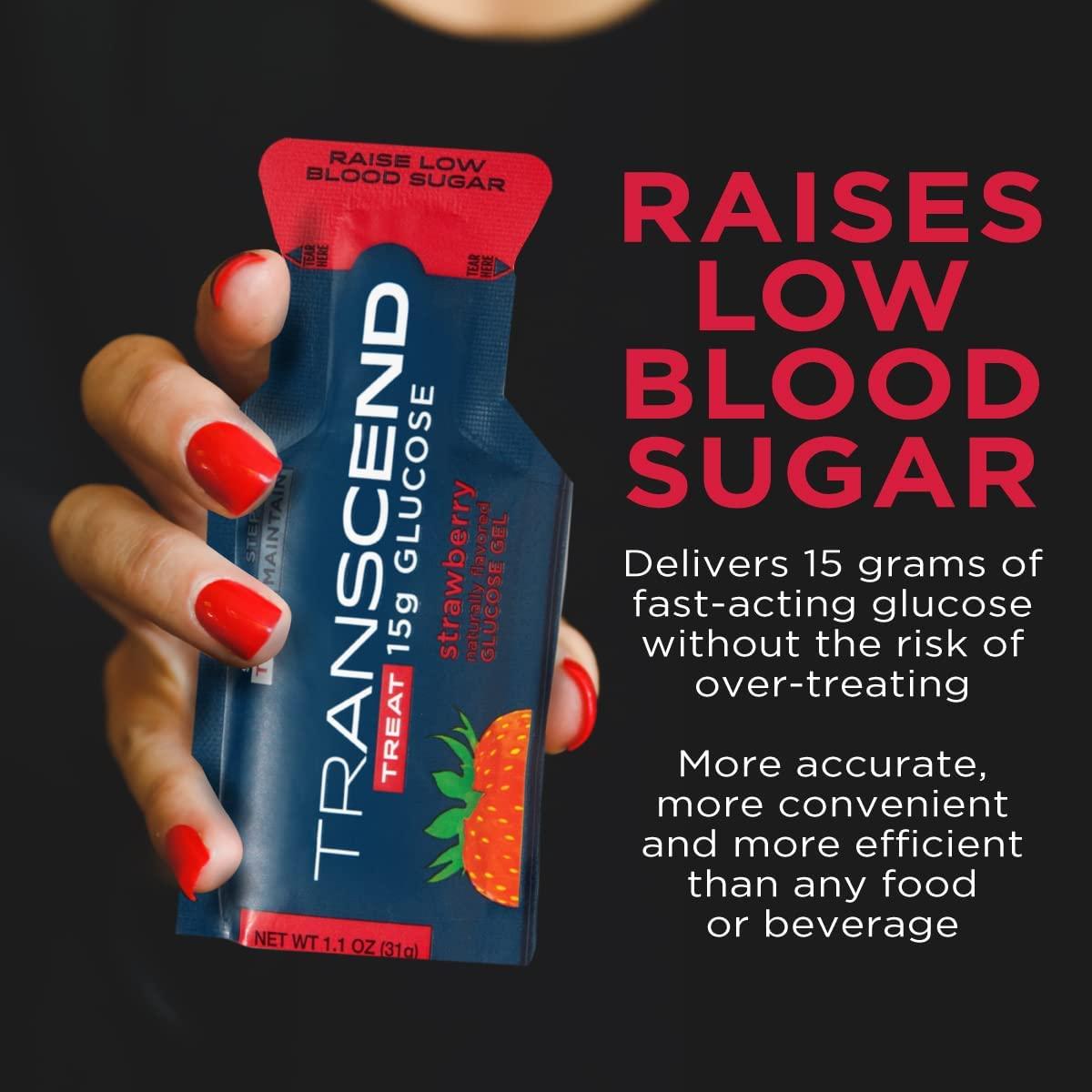 Transcend Strawberry Glucose Gel Packs - 15 Pack (1.1oz Each) | FSA/HSA Eligible, Blood Sugar ...