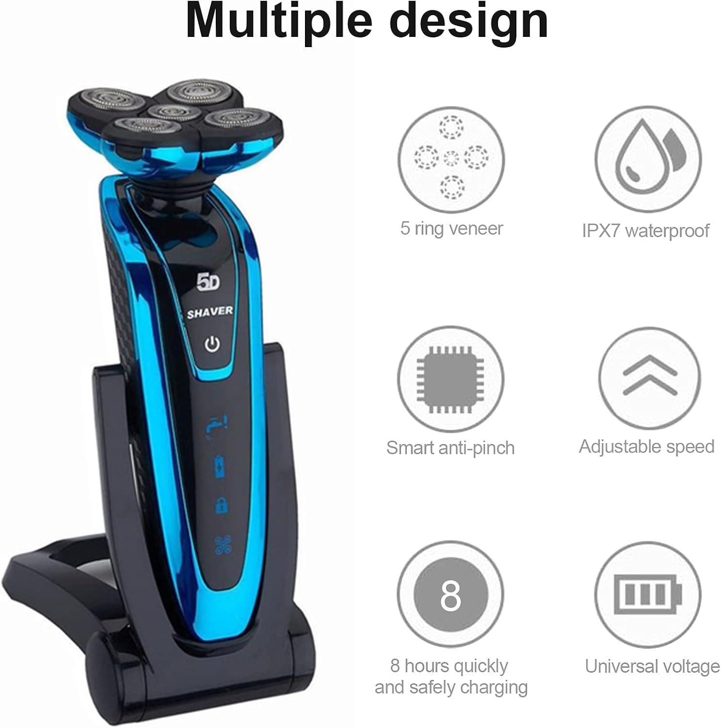 5D Rotary Electric Shaver for Men - Cordless Rechargeable Bald Head ...