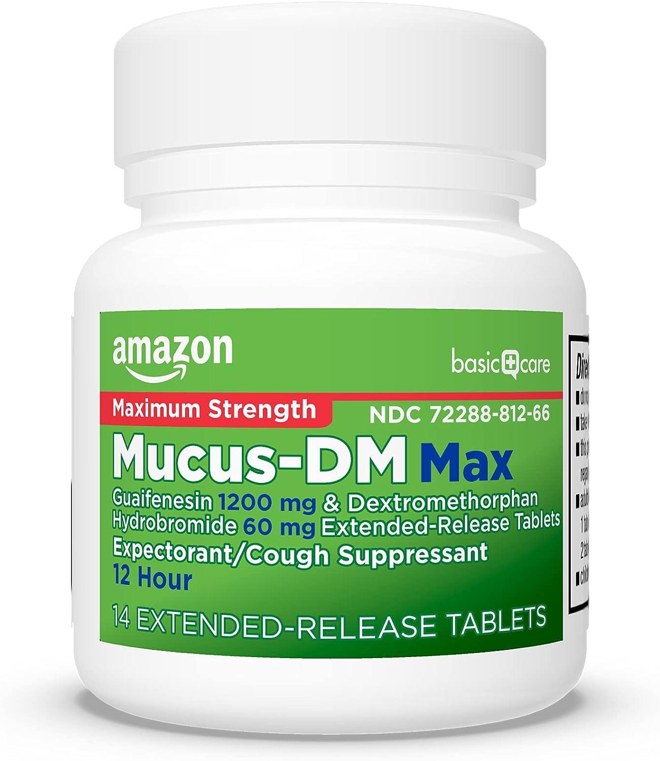 Amazon Basic Care Maximum Strength Mucus DM Expectorant and Cough ...