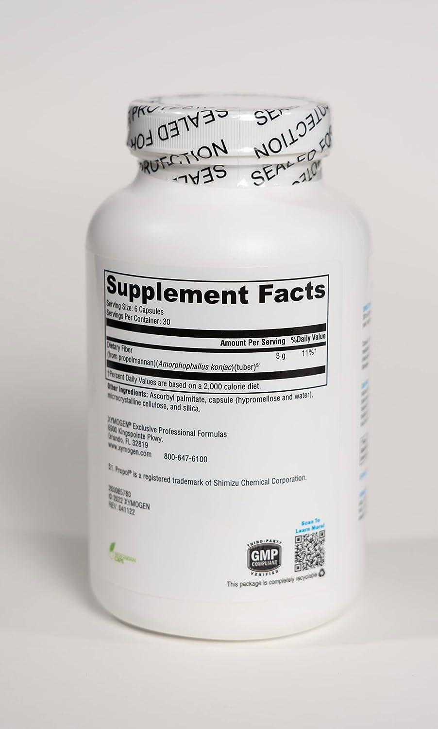 XYMOGEN OptiFiber Lean: 100% Natural Propolmannan Fiber Capsules for Satiety, Cholesterol ...