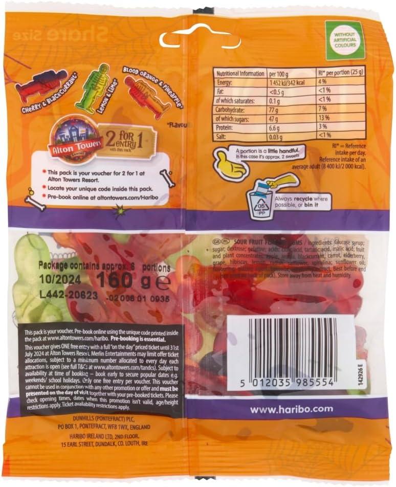 HARIBO Sour Skeletons Halloween Sweets Sharing Bag 160g | Buy Now with ...