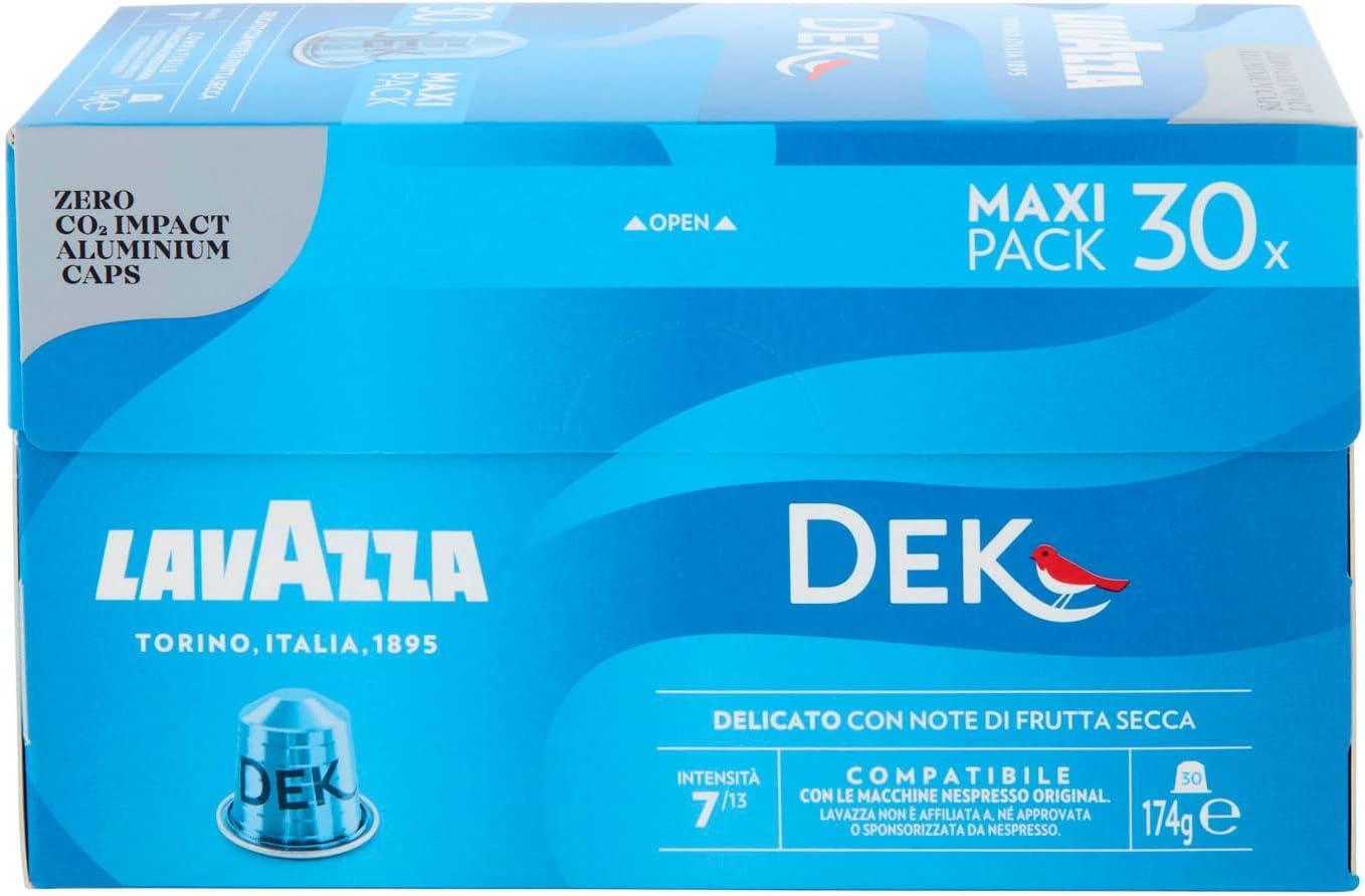 Nespresso Compatible Lavazza Dek 30 Decaffeinated Coffee Capsules (Maxi ...