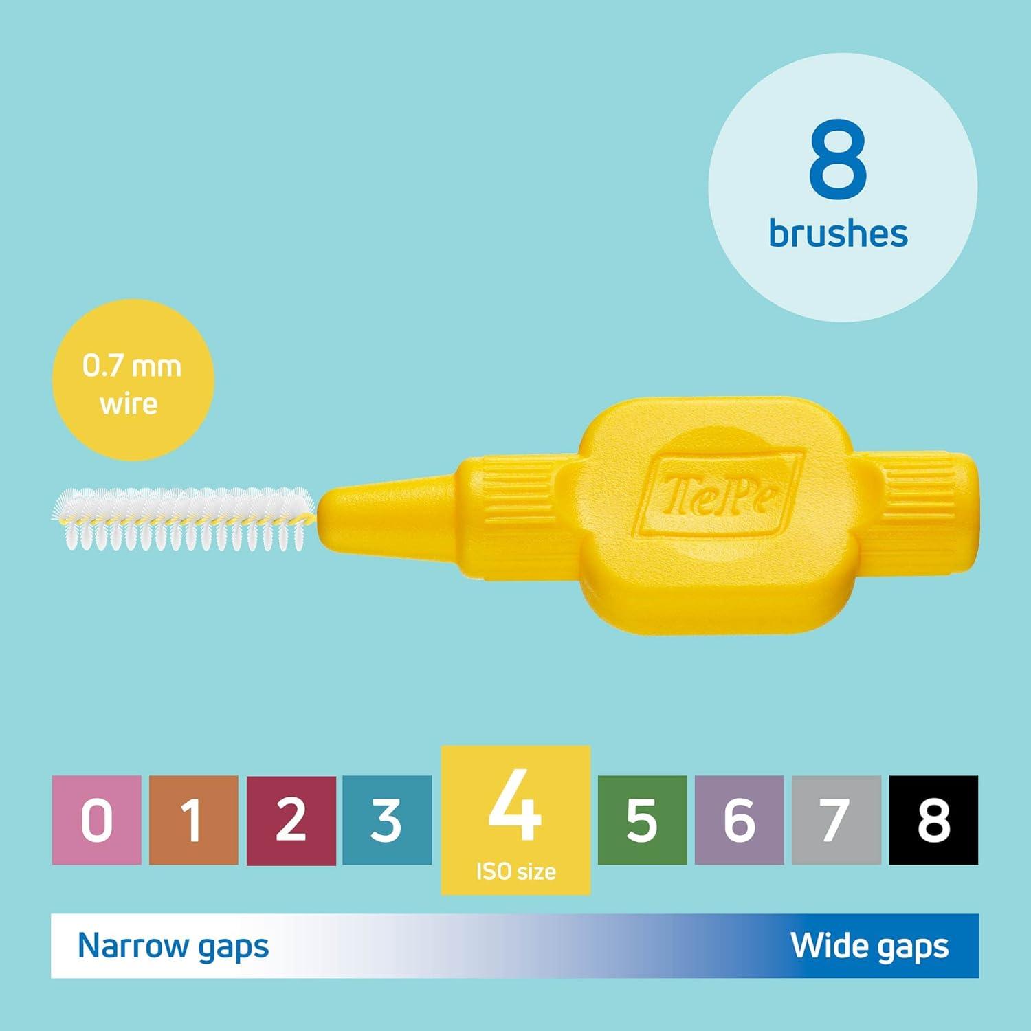Buy TEPE Interdental Brush Original Yellow - ISO Size 4 (0.7mm) | 1 x 8 ...