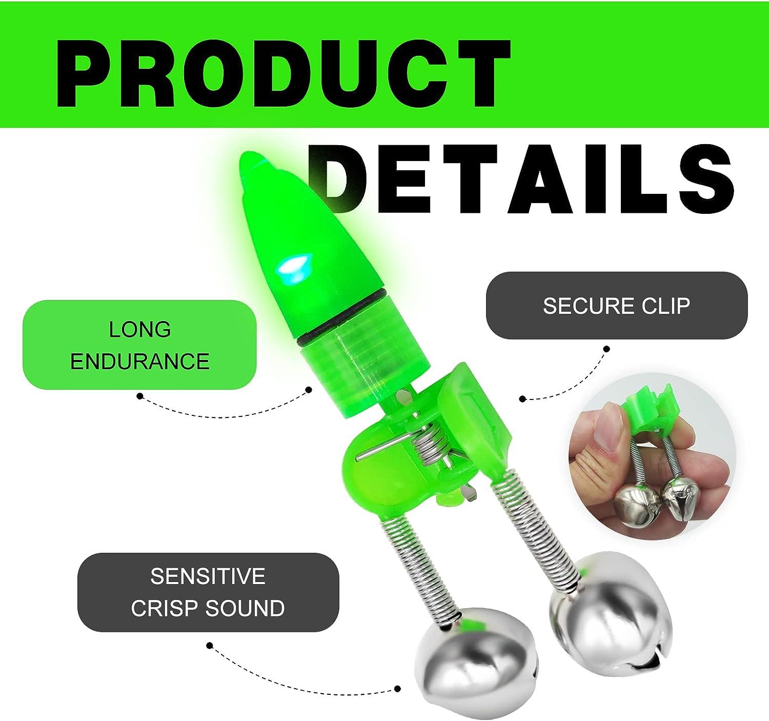 Palport 15Pcs Fishing Bells with Night Green Light for Rods - Clip On ...