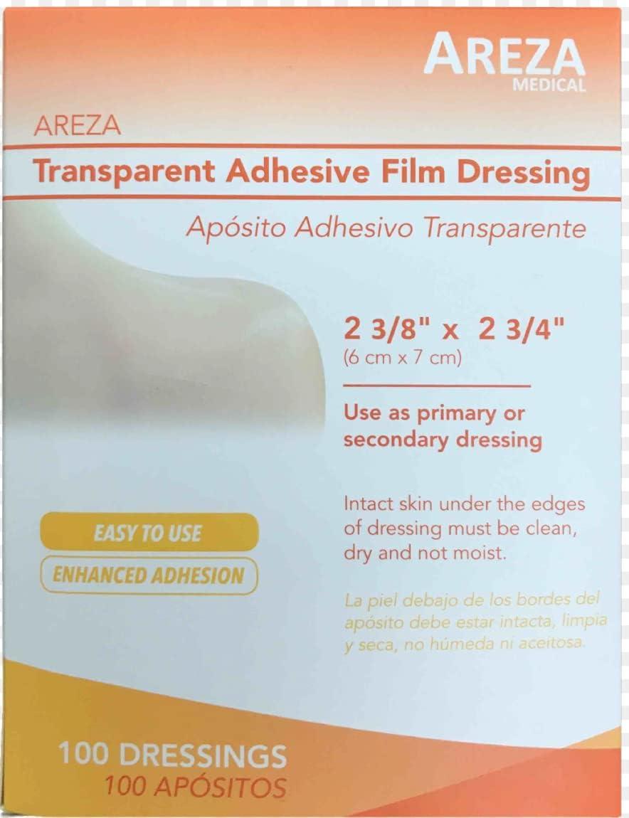 Areza Medical Transparent Waterproof Adhesive Film Dressing 2 3/8 X 2 3 ...