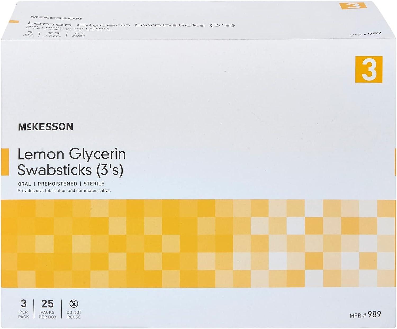 McKesson Lemon Glycerin Swabsticks - Sterile Oral Swab Stick - 25 Count ...