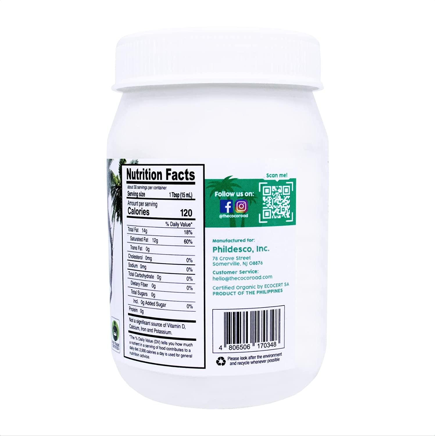 Coco Road Organic & Fair Trade RBD Coconut Oil - 15 Fl Oz
